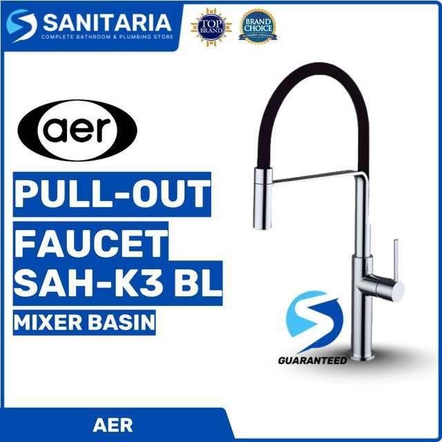 Jual Pull-Out Mixer Kitchen Faucet Sah-K3 Bl/ Kran Dapur Aer | Shopee ...