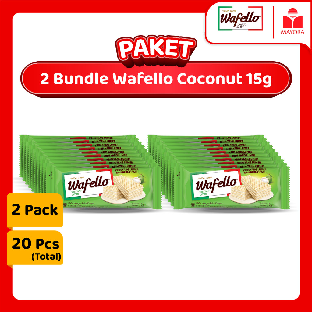 Jual Paket 2 Bundle Wafer Wafello Coconut Creme 15 Gram | Shopee Indonesia