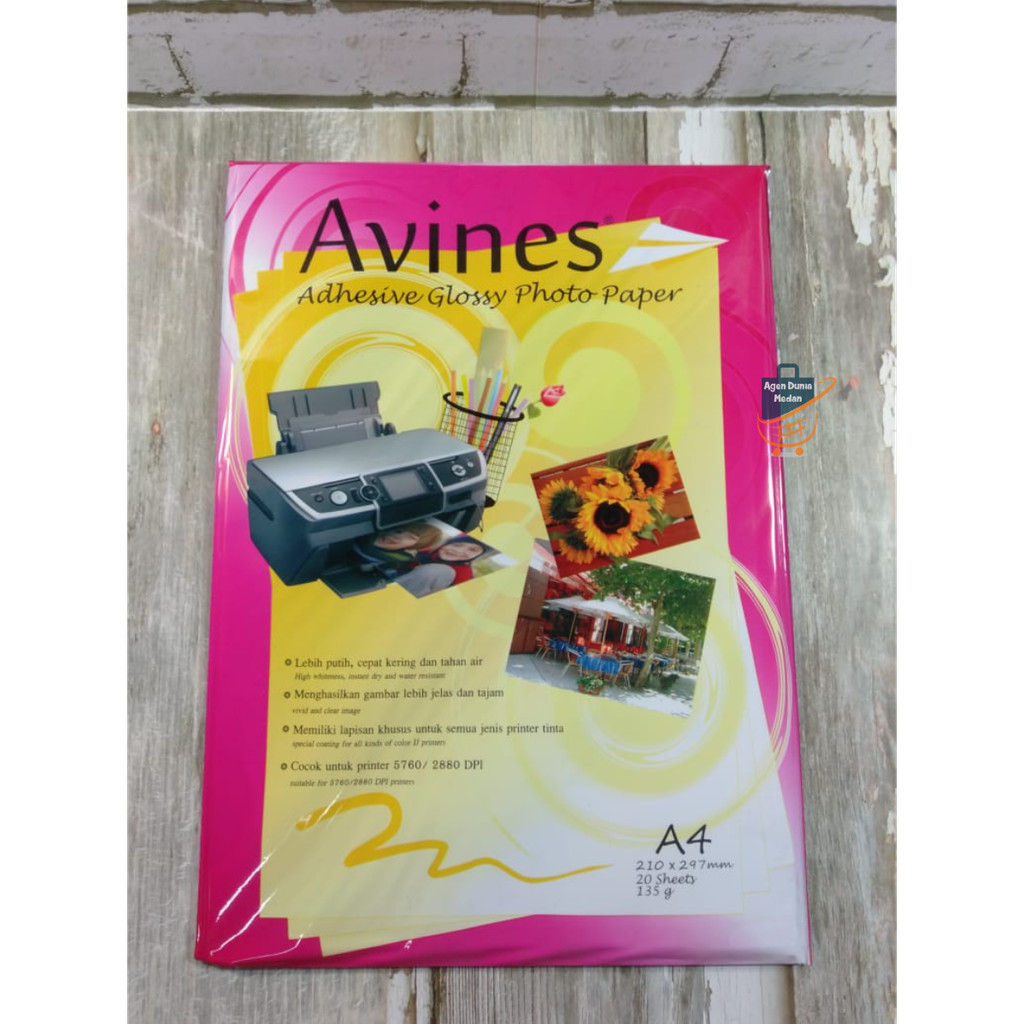 Jual Kertas stiker glossy A4 AVINES / glossy sticker inkjet print A4 ...