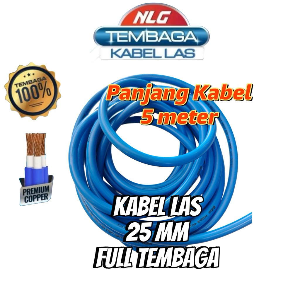 Jual NLG Kabel las 5 meter 25 mm Full tembaga kabel las listrik 25 mm ...