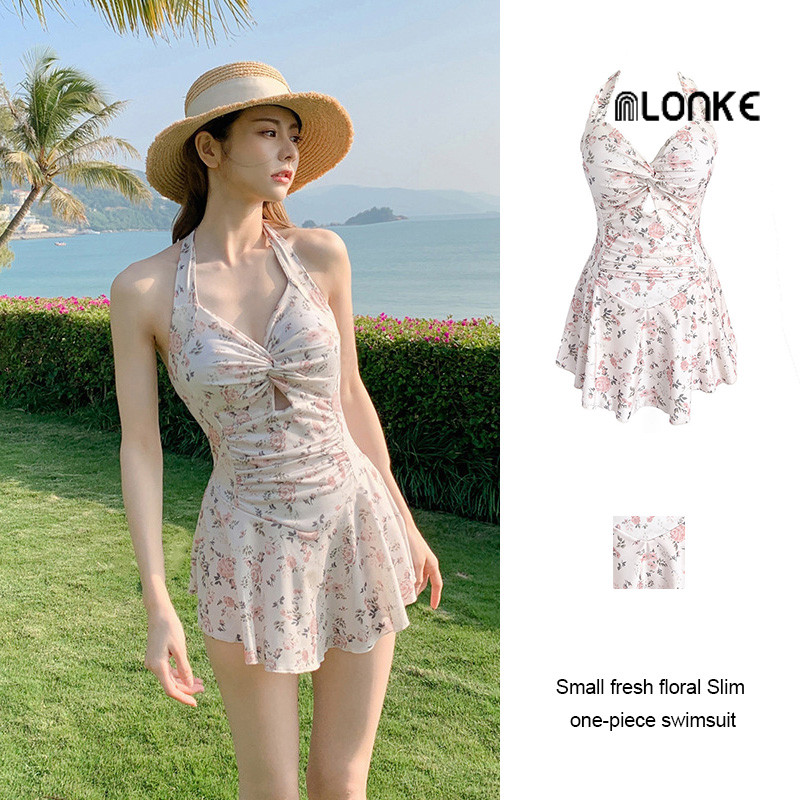 Jual NLONKE - Baju Renang Wanita Model Slim Fit Motif Bunga Suspender ...