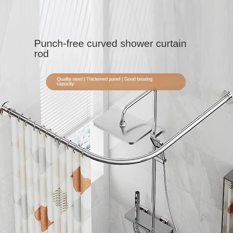 Jual Telescopic L-Shape Shower Curtain Rod Durable Shower Curtain Rail ...