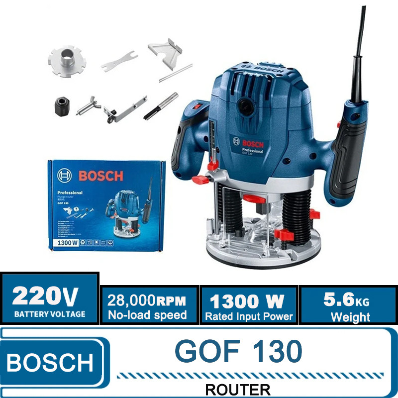 Jual Bosch GOF130 1300W Electric Trimming Machine 28000rpm Woodworking ...