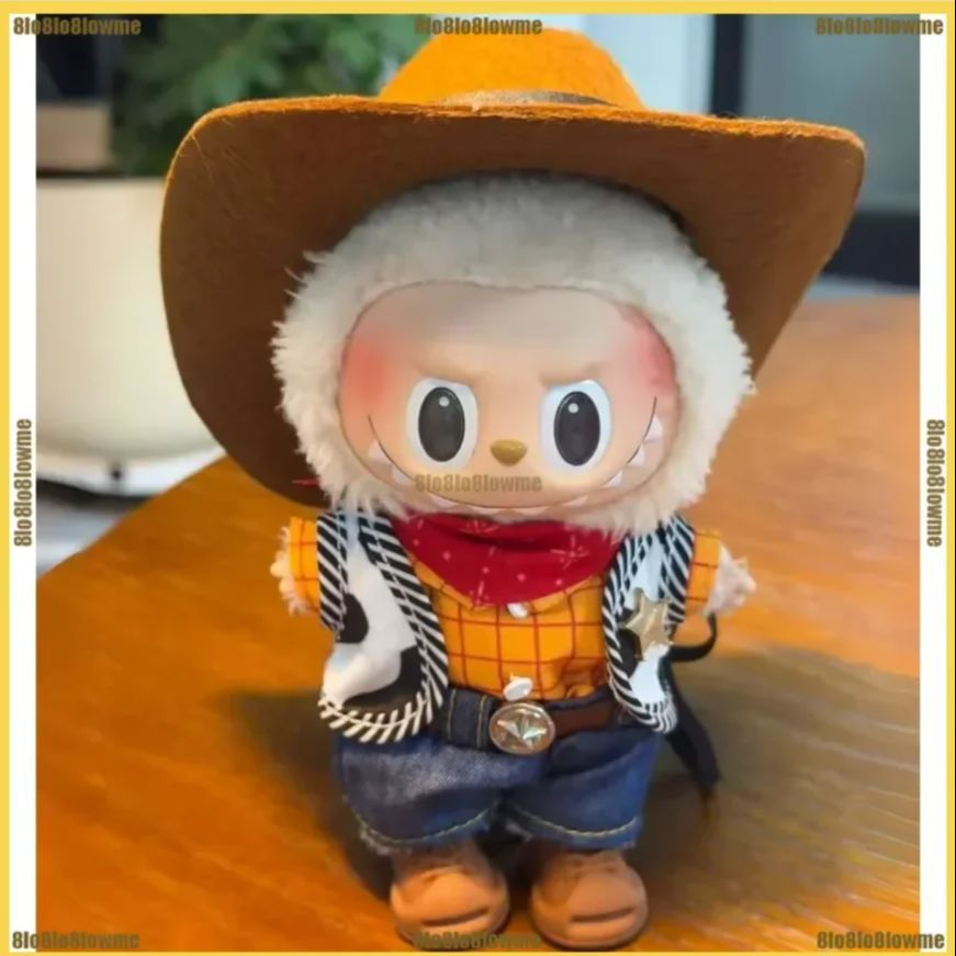 Jual Cartoon Cowboy Labubu Clothes West Cowboy Outfit with Ten-gallon ...