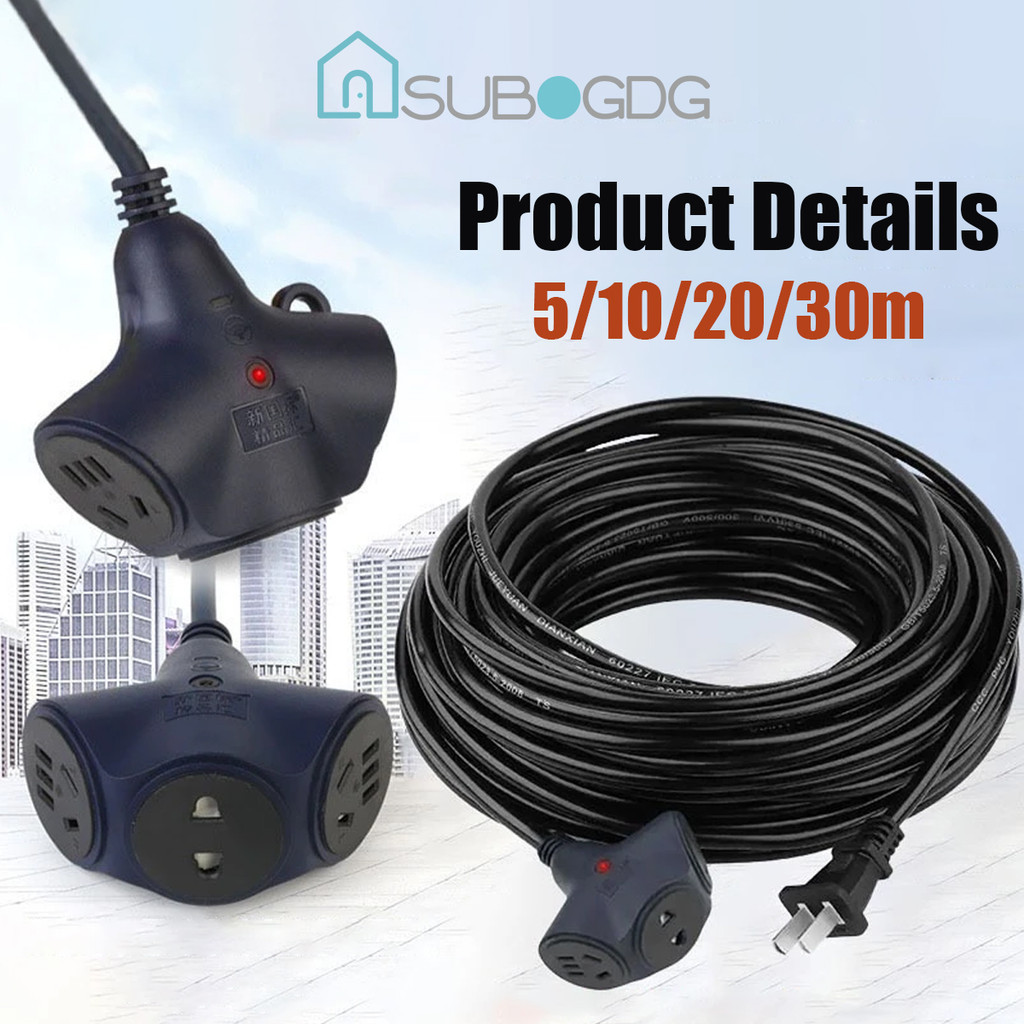 Jual SUBOGDG 3600W Extension Cord Extra-long Plug-in Strip 10M/20M/30M ...