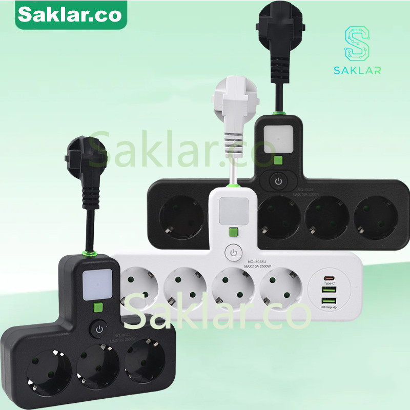 Jual Saklar Stop kontak Multi Outlets Expander with Tipe C , EU Plug ...