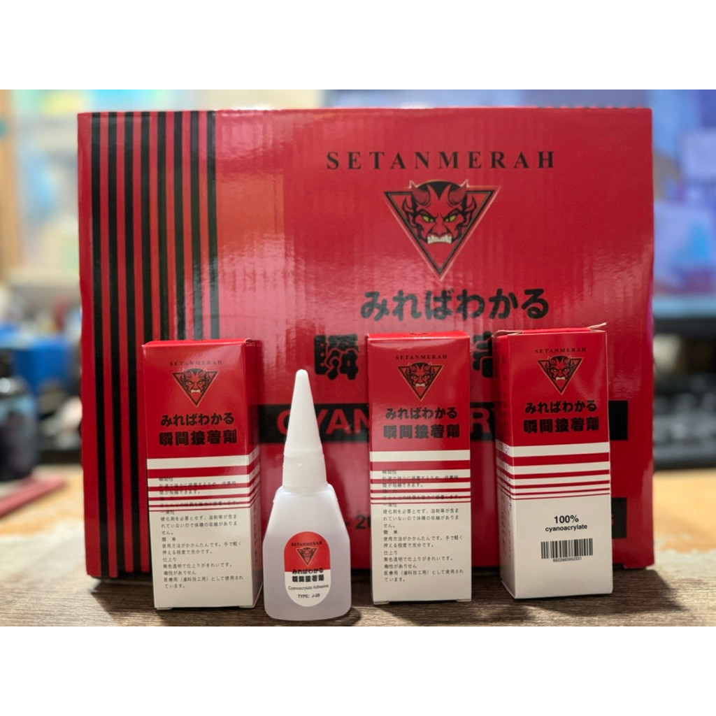 Jual Lem Setan Merah, Lem cair 100% cyanoarylate @ 50 pcs / 1 box ...