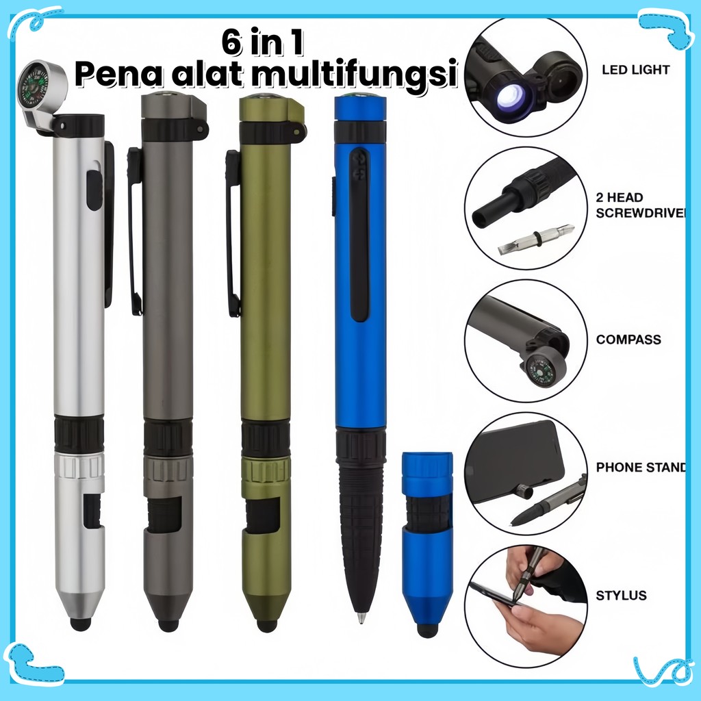 Jual Bagus boy Tool Pen 6-in-1Fungsi Dalam Satu Alat Multifungsi Pulpen ...