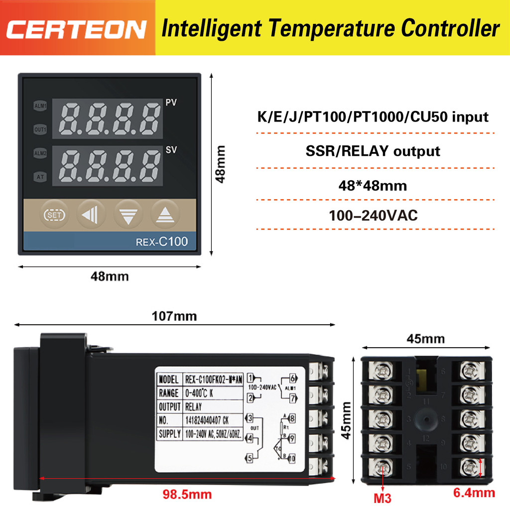 Jual REX-C100 gital Temperature Controller, PID Control, Solid State Relay Output, High ...
