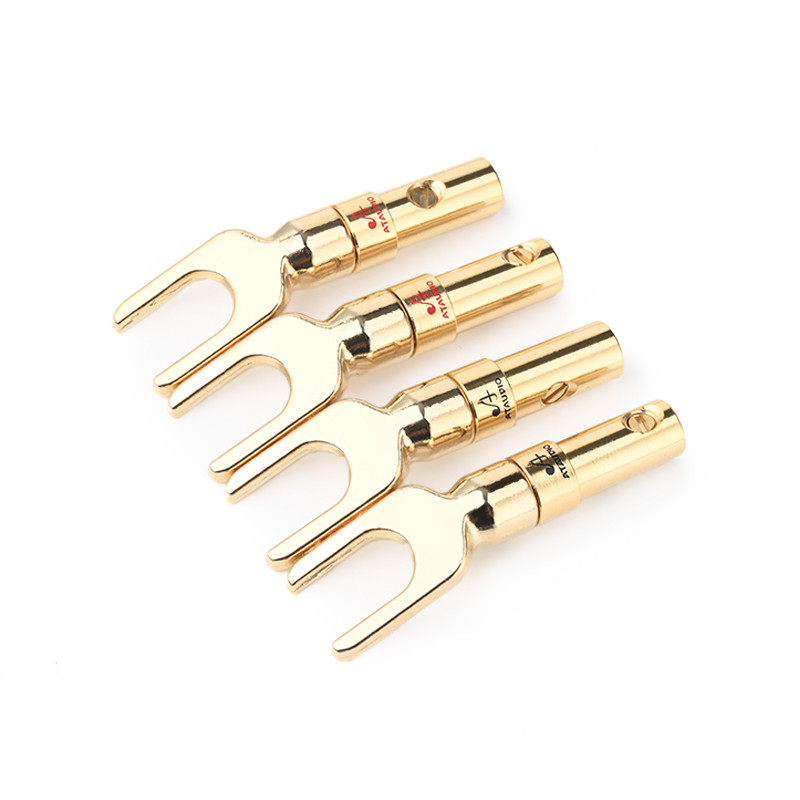 Jual 8 PCS Pure Copper Gold Plated Y Plug Speaker Connector for HIFI ...