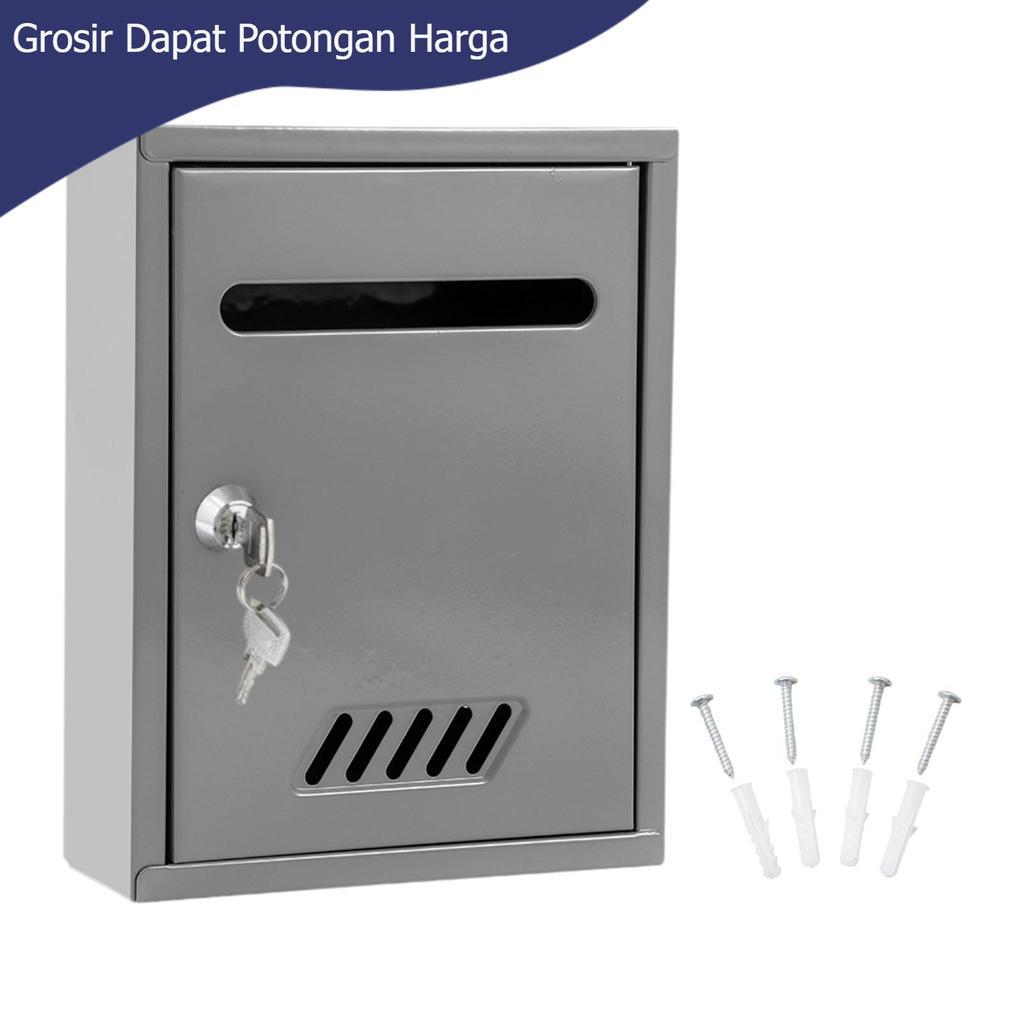 Jual Wall Mount Mailbox Security Drop Box Letter Box with 2 Keys ...