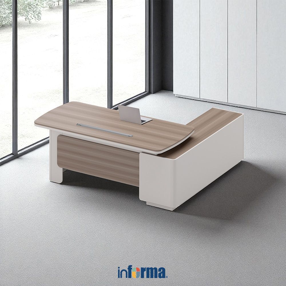 Jual Informa Monthana-2 Meja Kantor Sisi Kiri - Cokelat Office Desk ...