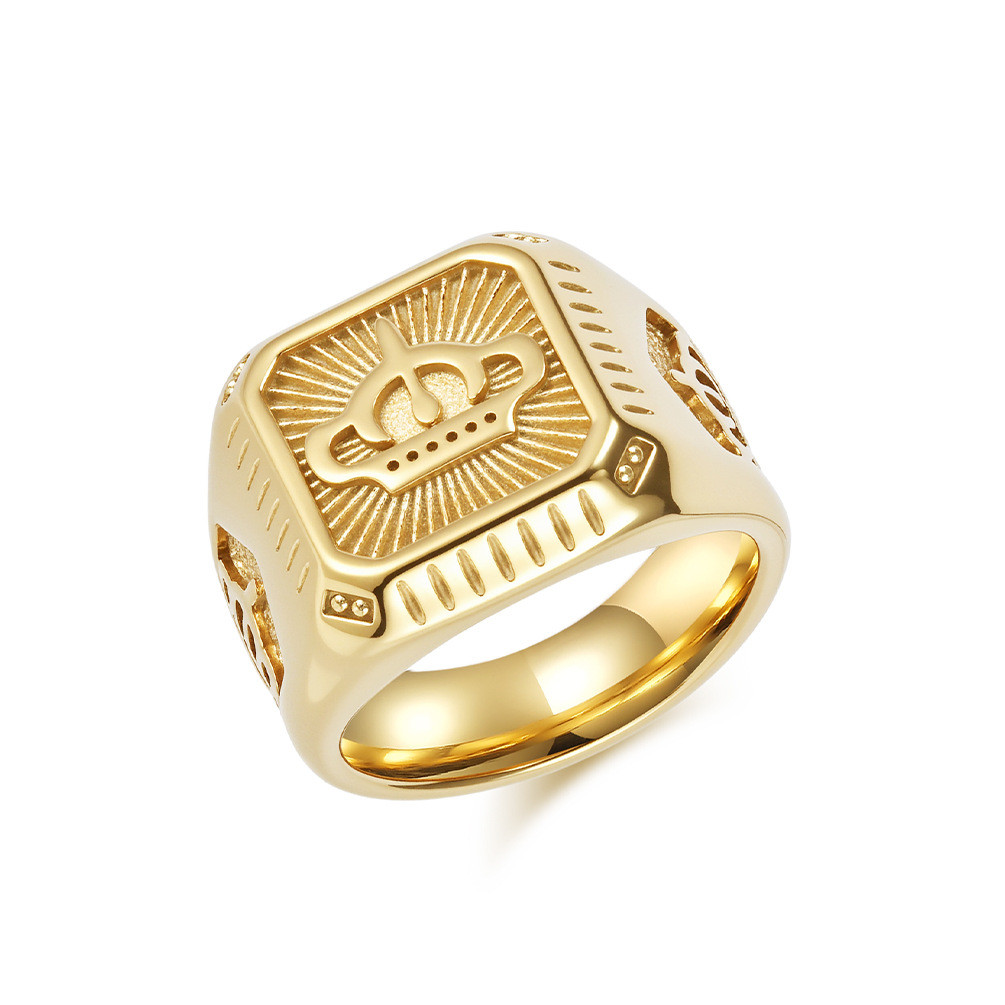 Jual Men's Crown Ring Vintage Punk Stainless Steel Ring New | Shopee ...