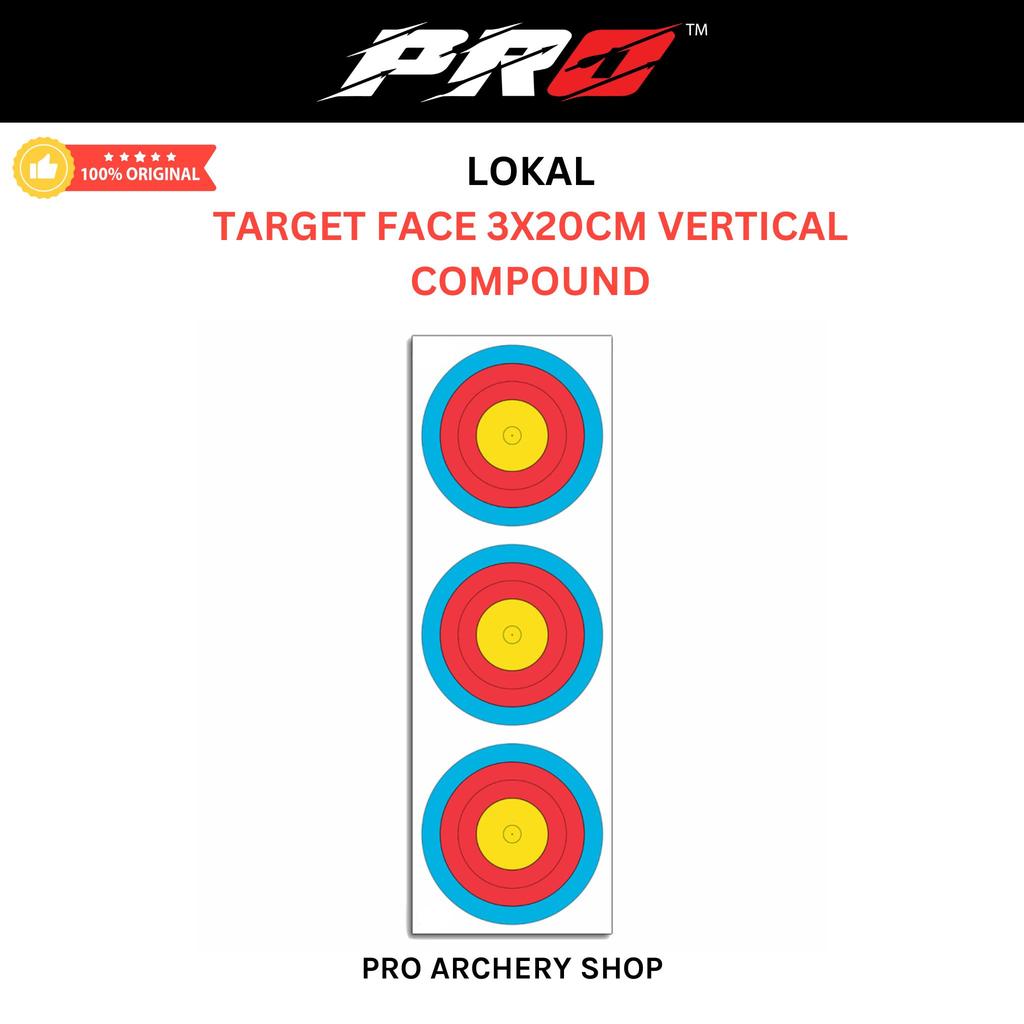 Jual TARGET FACE INDOOR TRIPLE LOKAL 3X20 CM / 40 CM VERTICAL INDOOR ...