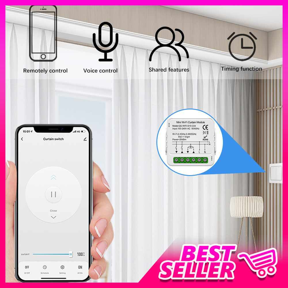 Jual Aubess Mini Smart Curtain Switch WiFi Tuya 1 CH Control Module 5A ...