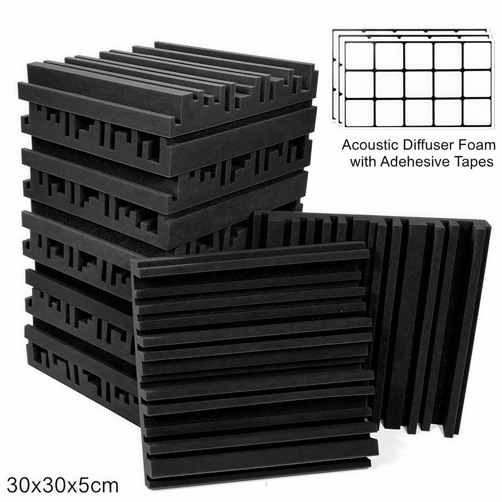 Jual 12/24Pcs Studio Acoustic Foam Panels Soundproof Sponge Diffusers ...