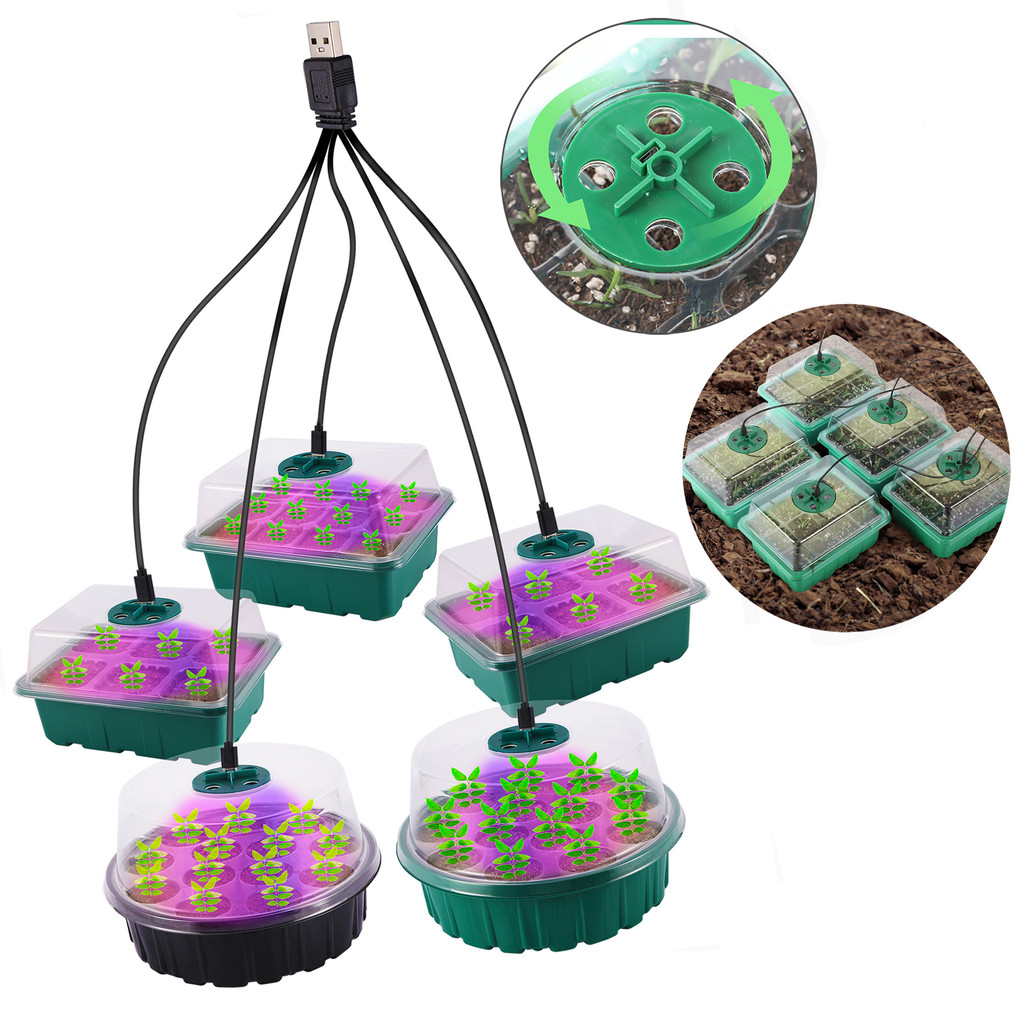 Jual Seedling Nursery Box With LED Growing Light Seed Starter Tray ...