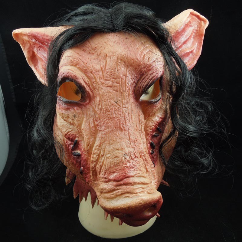 Jual Halloween Scary Saw Pig Head Mask Cosplay Party Horrible Animal ...