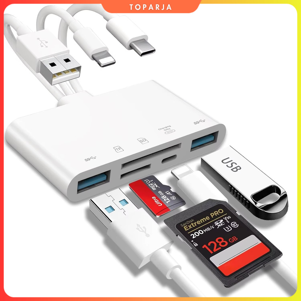 Jual Card Reader Multi Plug 5in1 MicroSD USB Type C Charging Port ...
