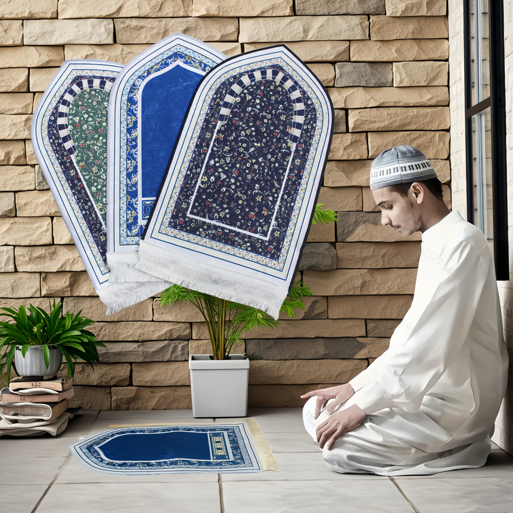 Jual Muslim Prayer Mat Thick Soft Rug Travel Portable Prayer Rug Non ...