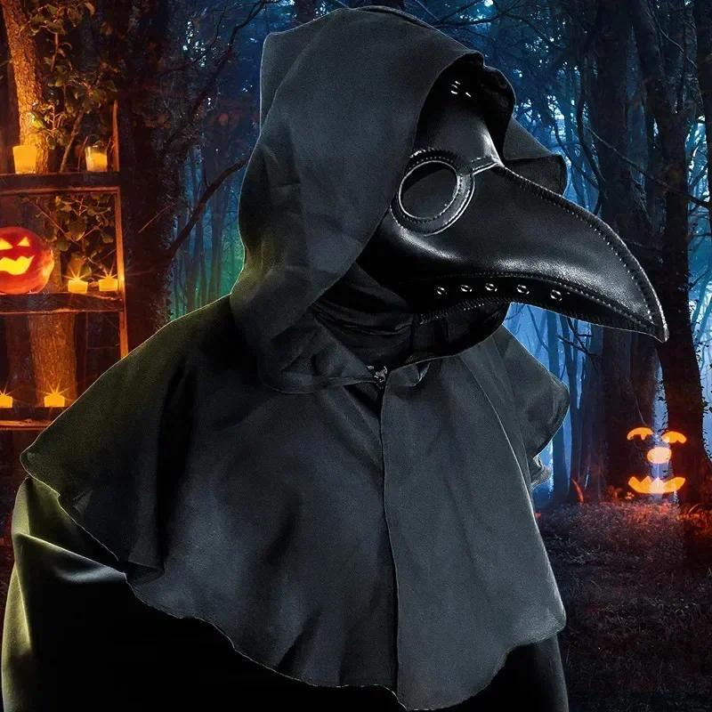 Jual Cosplay Steampunk Plague Doctor Mask Cloak Costume Props Long Nose ...