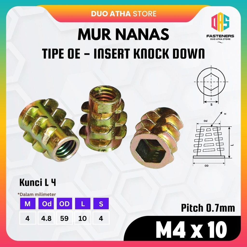 Jual Mur Nanas M4x10 Tipe OE / Mur Nanas OE M4 x 10 / Insert Knock Down ...
