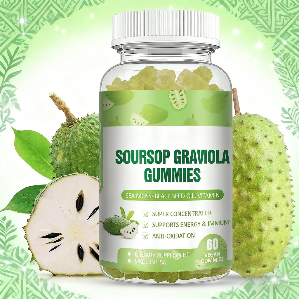 Jual Soursop Graviola Gummy - Boost Immunity & Energy, Sea Moss + Black ...
