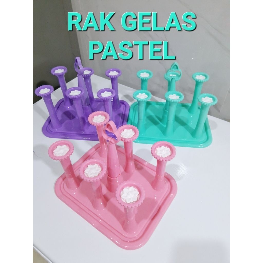 Jual Rak Gelas 6 Kaki Warna Pastel / Standglass Tatakan Gelas Rak ...