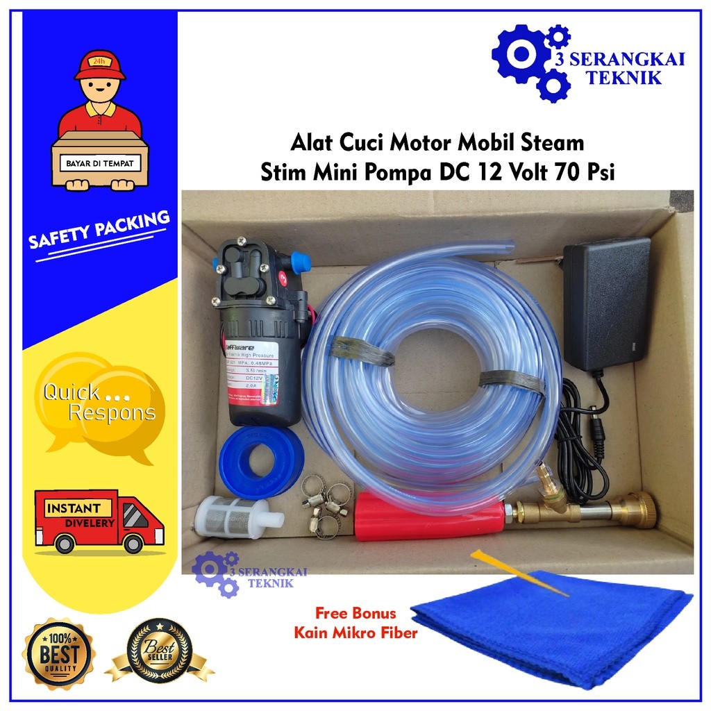 Jual FIX - Alat Cuci Motor Mobil Steam Stim Mini Pompa DC 12 Volt 70 ...
