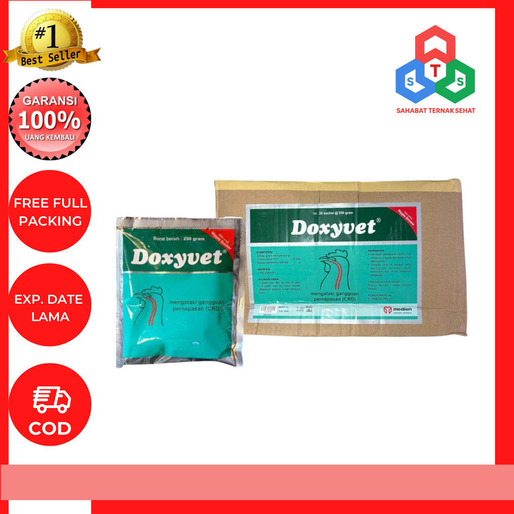 Jual DOXYVET 250 Gram 1 DUS ISI 20 - Obat Ayam Burung Ngorok CRD Flu ...