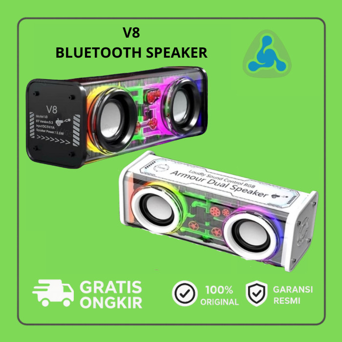 Jual Speaker V8 Dual Horn Bass Transparan Mechanical Bluetooth Soundbar ...