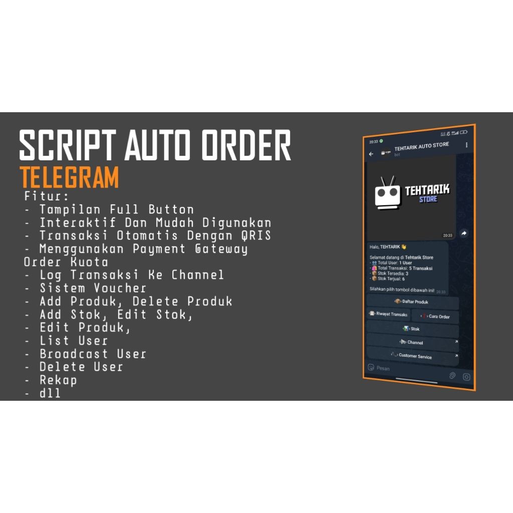 Jual Script Bot Telegram Auto Order Button | Shopee Indonesia