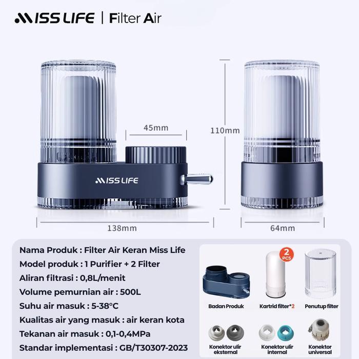 Jual MISS LIFE Filter Air Keran Penyaring Air Keran untuk Dapur & Kamar ...