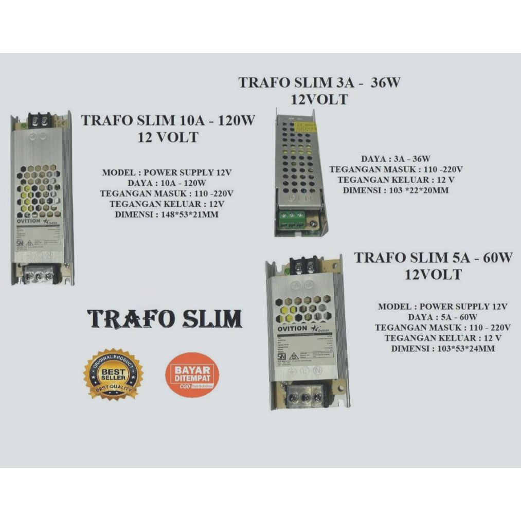 Jual Trafo Slim 12V- 3A - 36W / 5A -60W / 10A-120W / 20A-240W / 30A ...