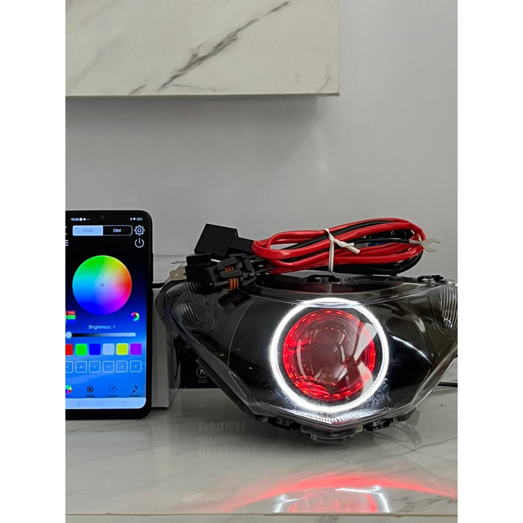 Jual Lampu Depan mio New smile custom Biled ASLI Projector devil RGB ...