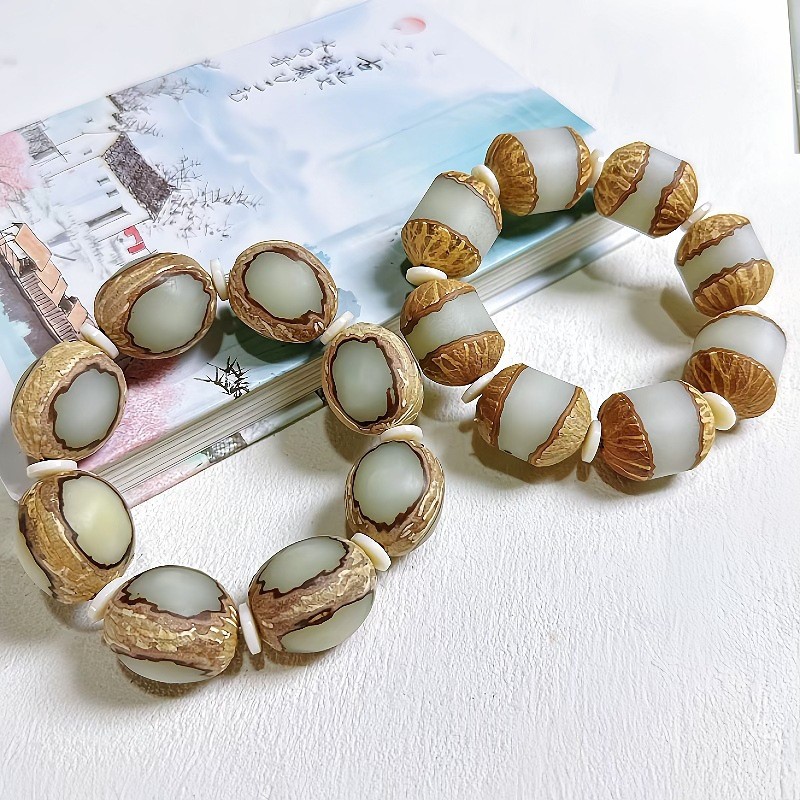 Jual 2025White Jade Bodhi Root Buddha Beads Bracelet Bodhi Bracelet ...