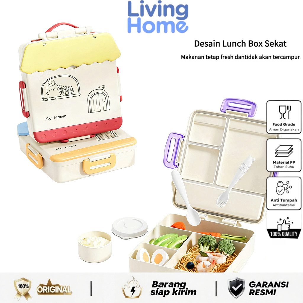 Jual Living Home-Lunch Box My House – Kotak Bekal Lucu, Aman Food Grade ...
