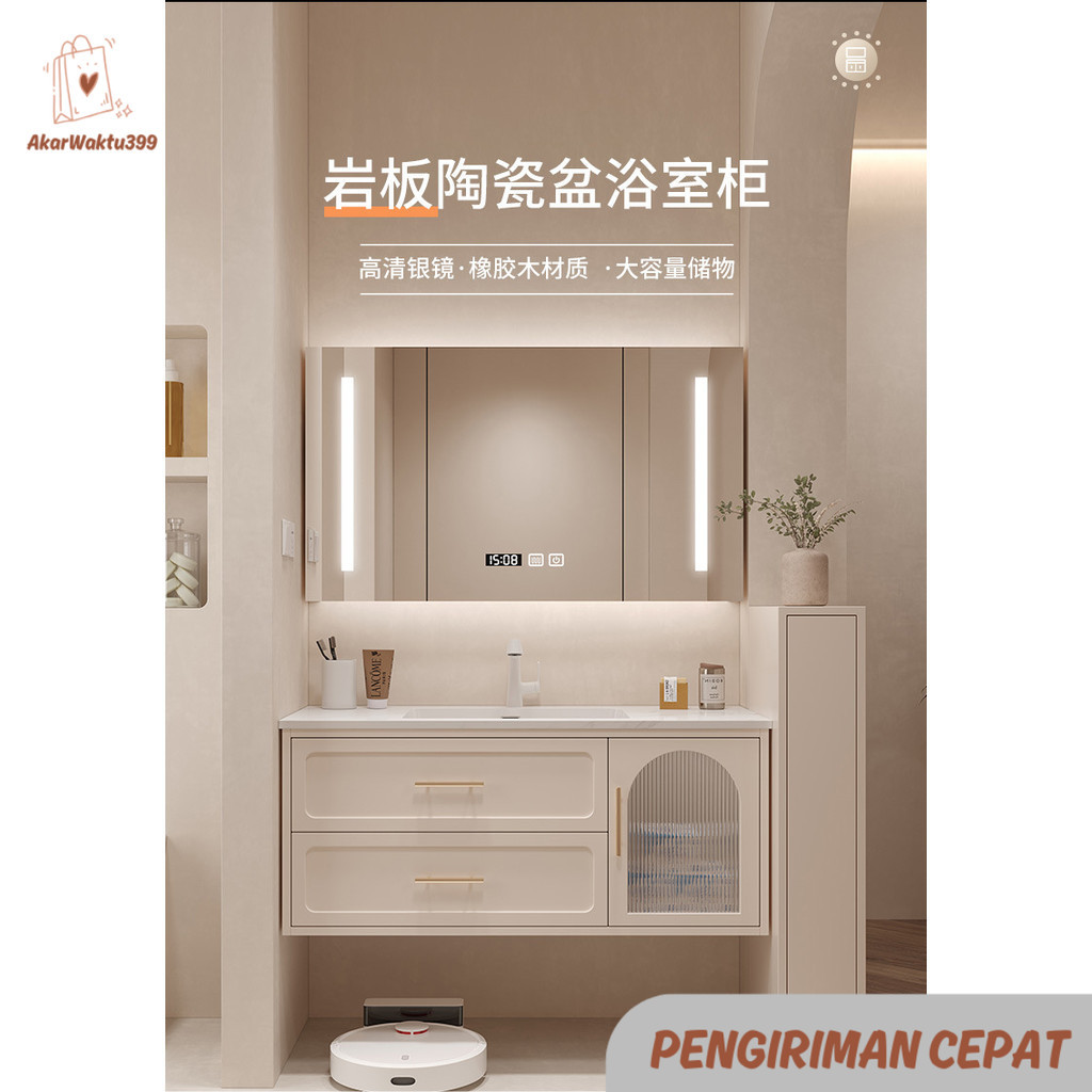 Jual Modern simple oak bathroom cabinet, rock slab skin feeling ...