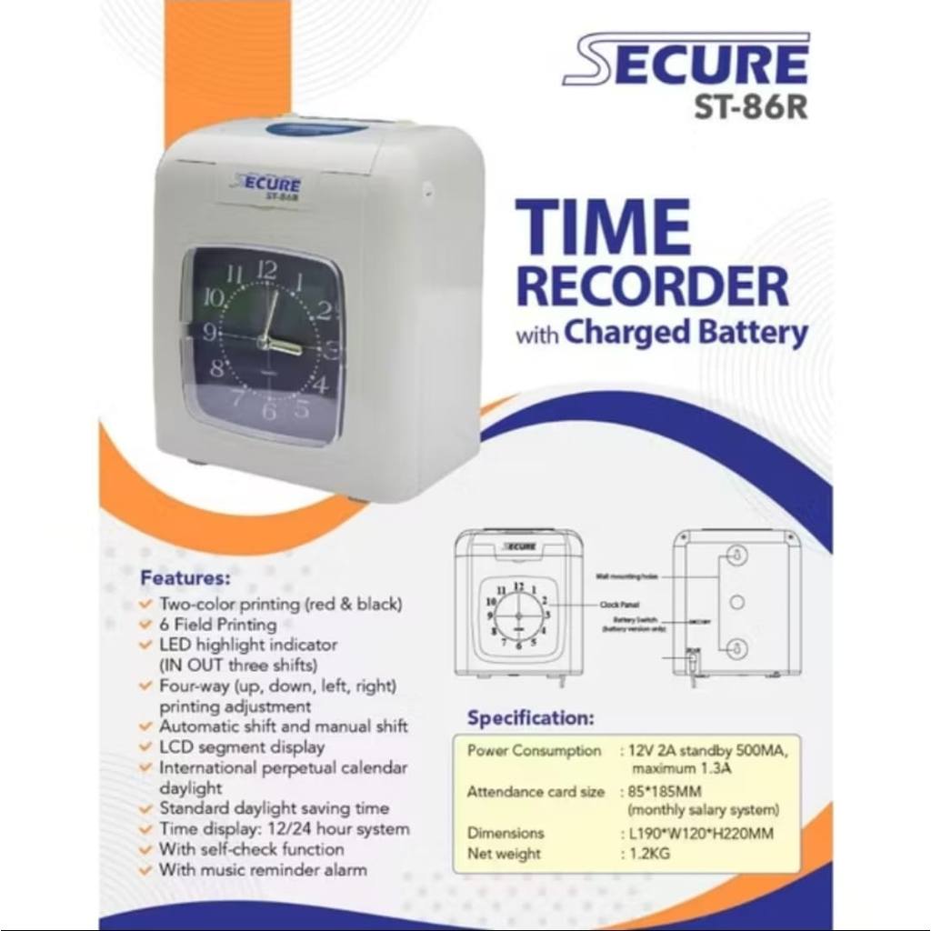 Jual Mesin Absensi Ceklok SECURE ST86R / secure st 86R / secure st 86 R ...