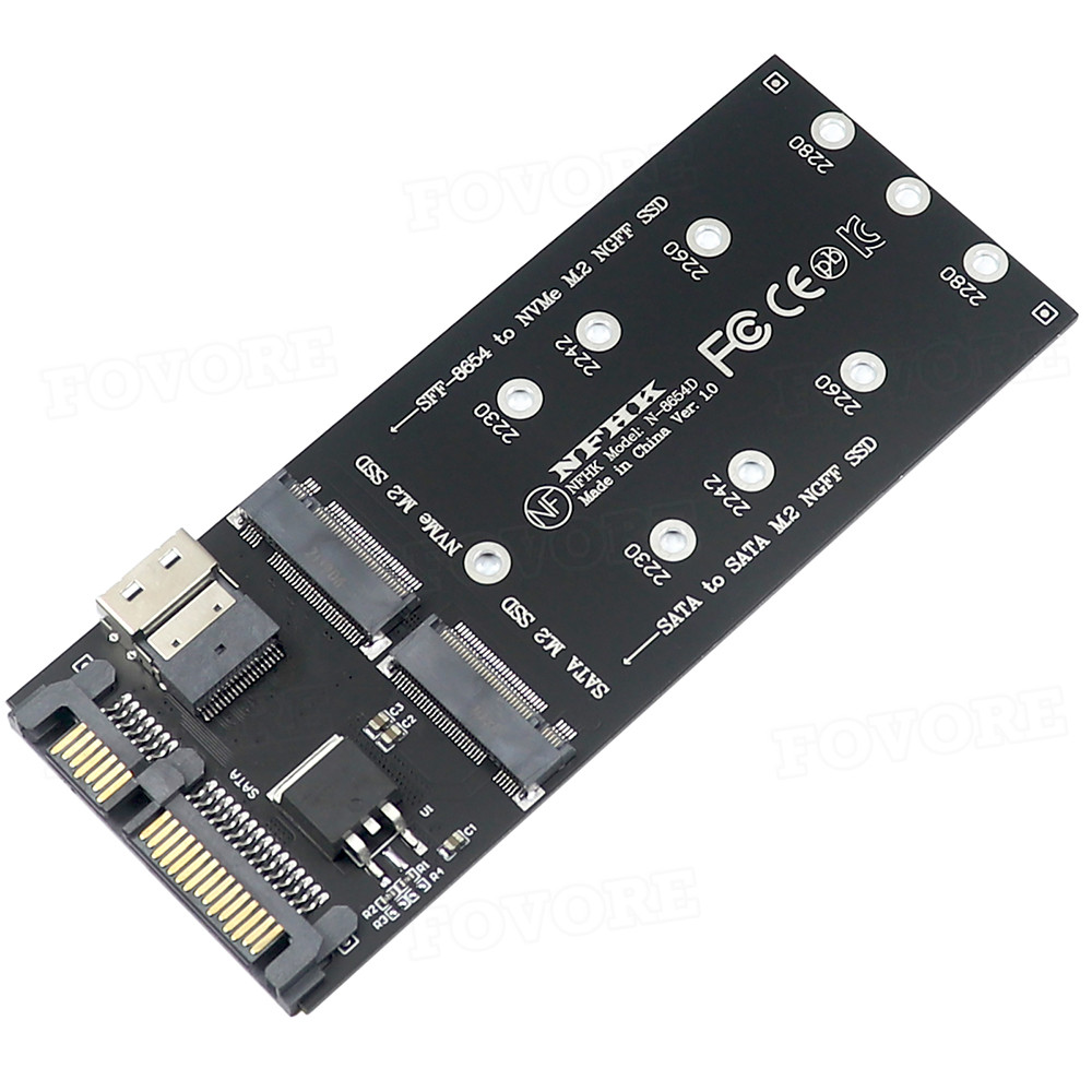 Jual M2 SATA Adapter M.2 NVME to SFF-8654 Converter 22Pin SATA to M2 ...
