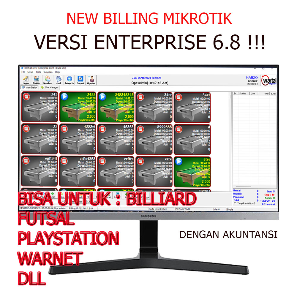 Jual SOFTWARE BILLING MIKROTIK BILLIARD / FUTSAL / PLAYSTATION TERBARU ...