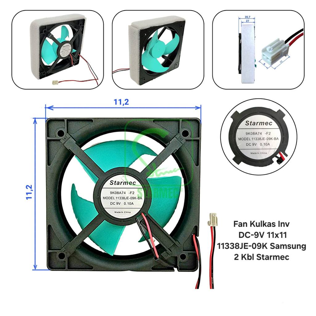 Jual Motor Fan Kulkas Inverter Samsung 12V DC 9v 11x11 2 kbl 11338JE ...