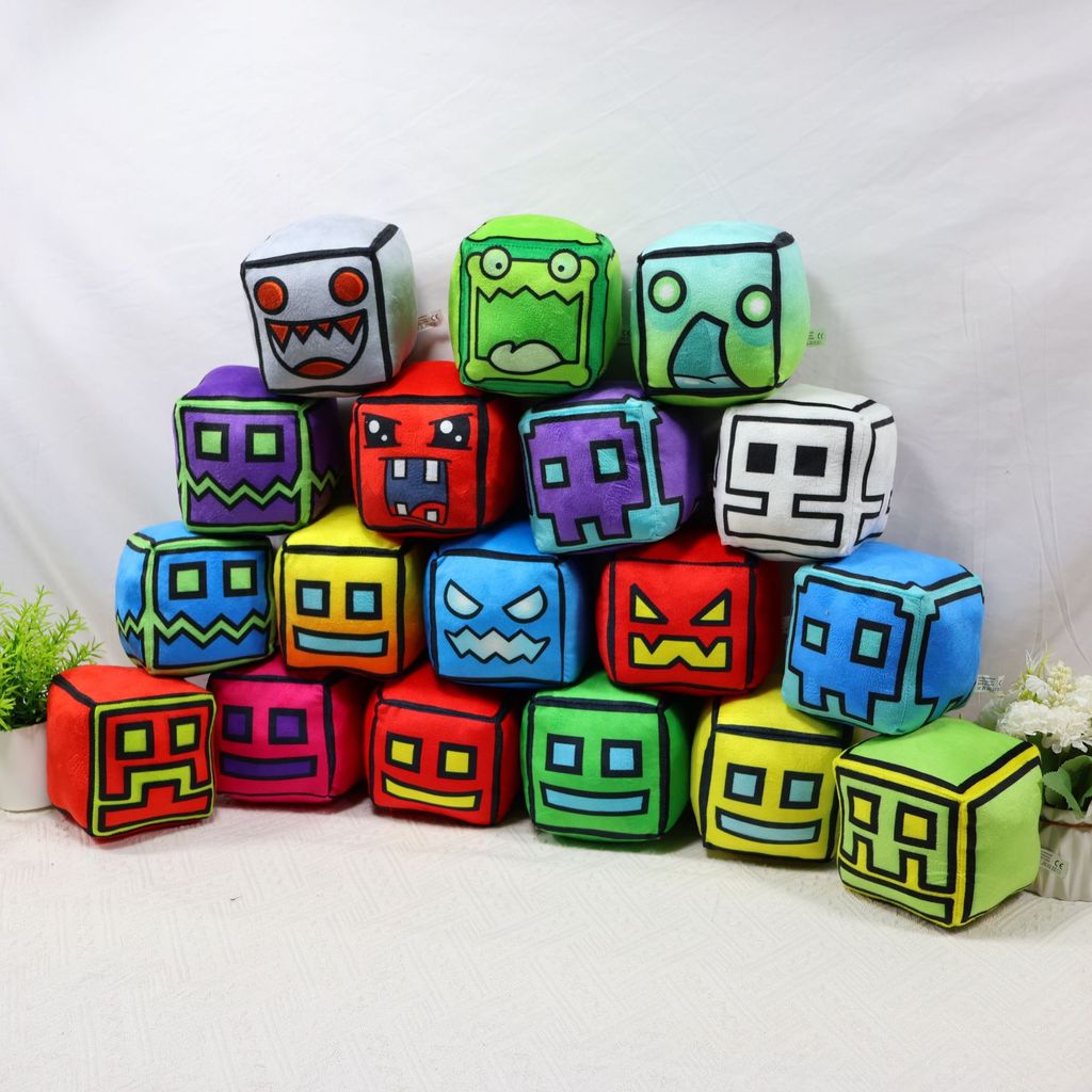 Jual Geometry Dash Cube Plush Toys Small Pillow Stuffed Plushie Doll ...