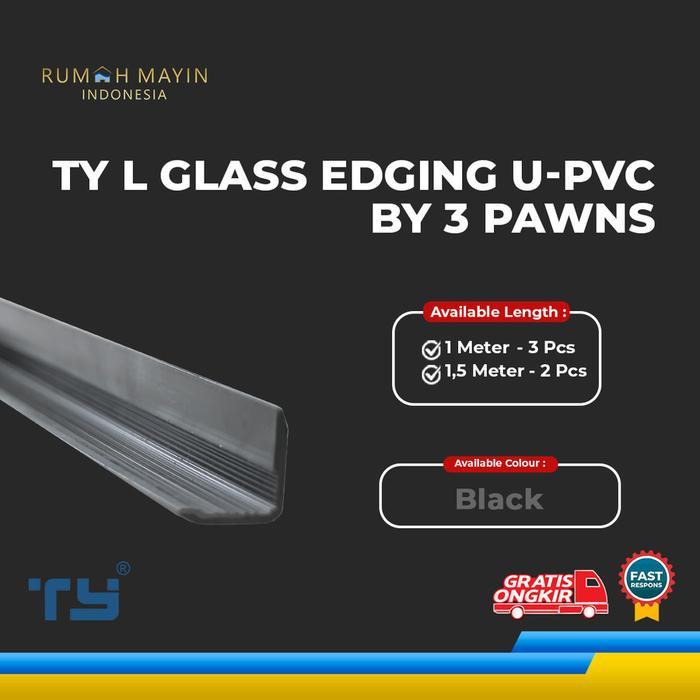 Jual TY L Glass Edging U-PVC by 3 Pawns Black - Pipa Aquarium - 1 Meter ...