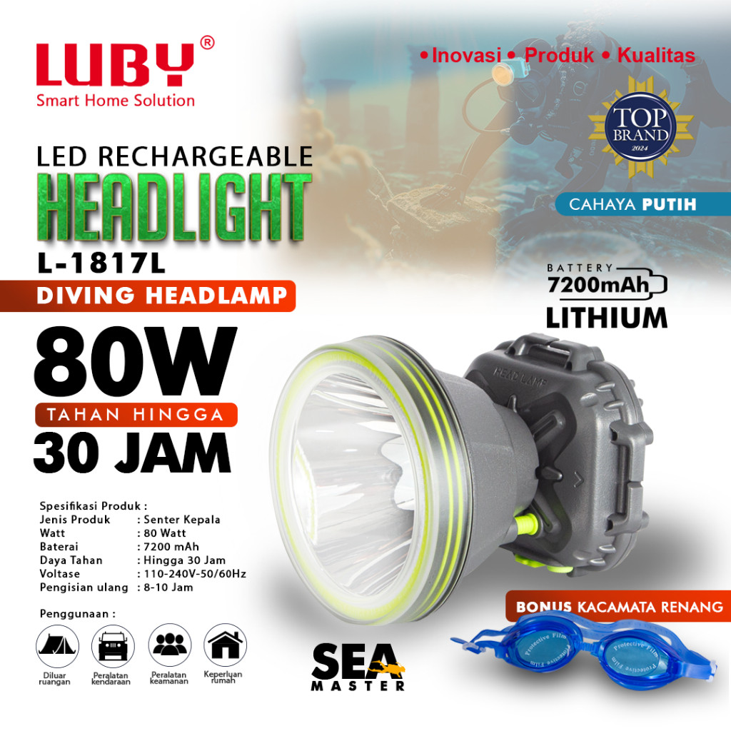 Jual LUBY SENTER SELAM / Headlamp atau Senter Kepala SELAM Luby L-1817 ...