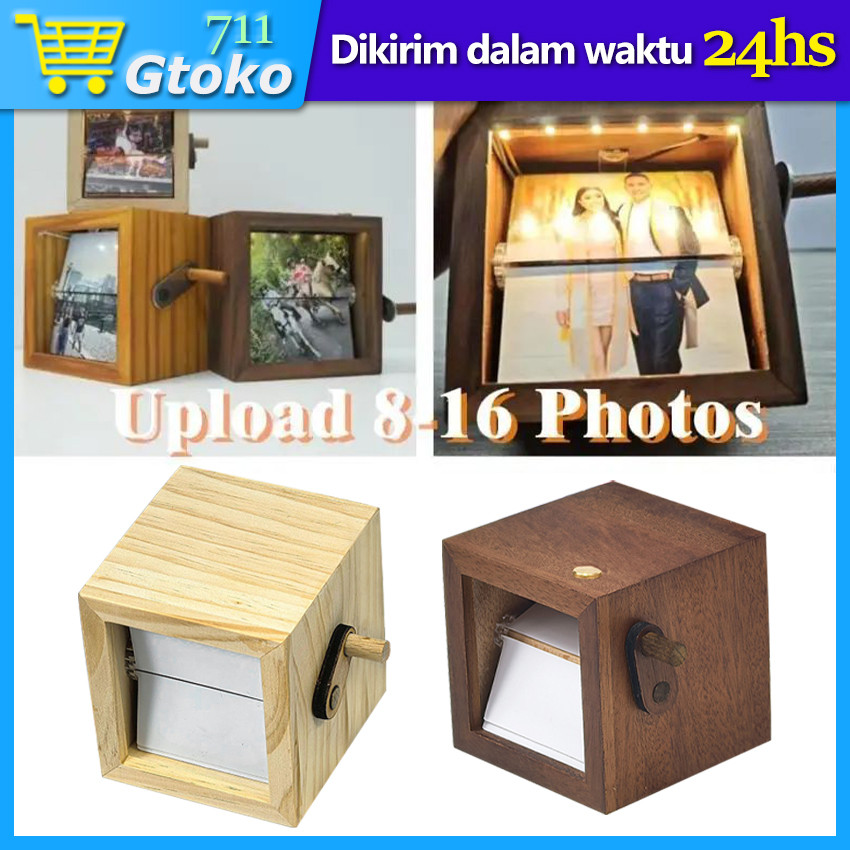 Jual Photo Flip Box Memory Box DIY Kotak Foto Kayu Diputar Manual ...