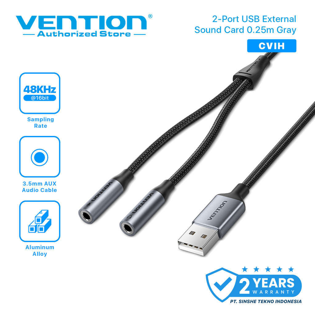 Jual VENTION USB External Sound Card 2 Port Audio Mic Splitter Aux 3 ...