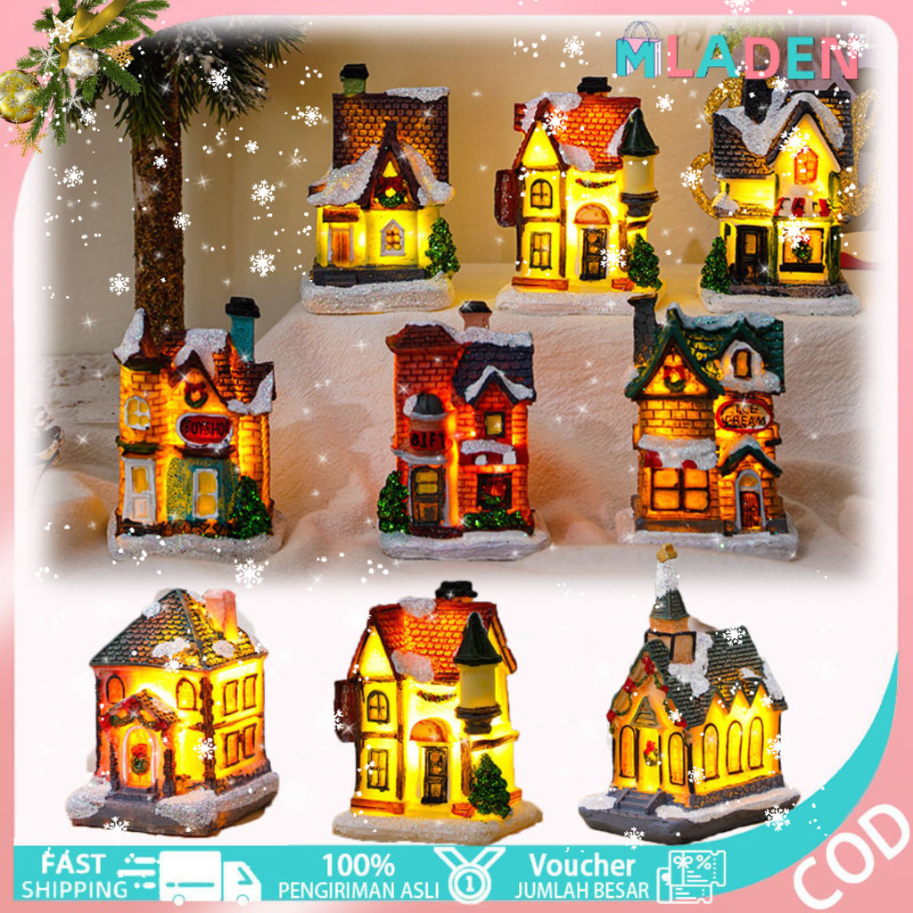 Jual MLADEN Christmas Rumah Natal Kecil Hiasan Rumah Salju Hiasan Meja ...