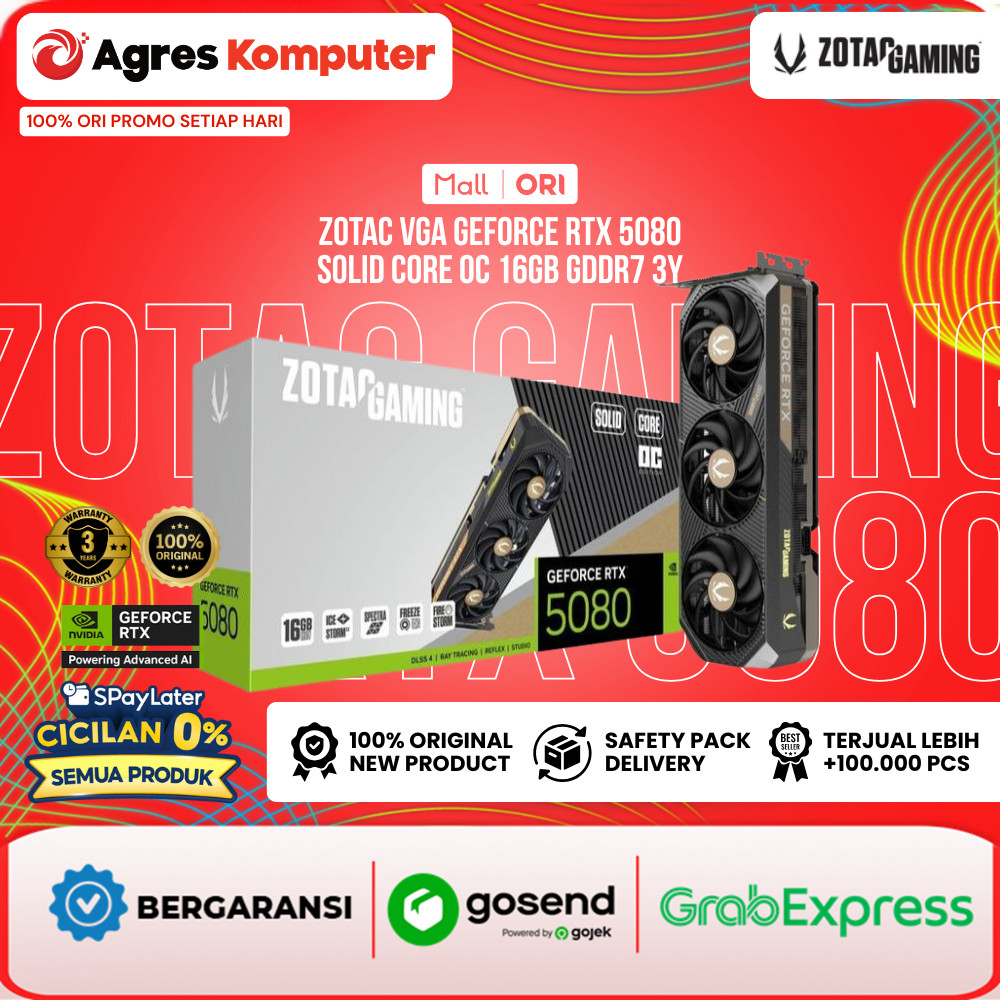 Jual ZOTAC VGA GEFORCE RTX 5080 SOLID CORE OC 16GB GDDR7 3Y | Shopee ...