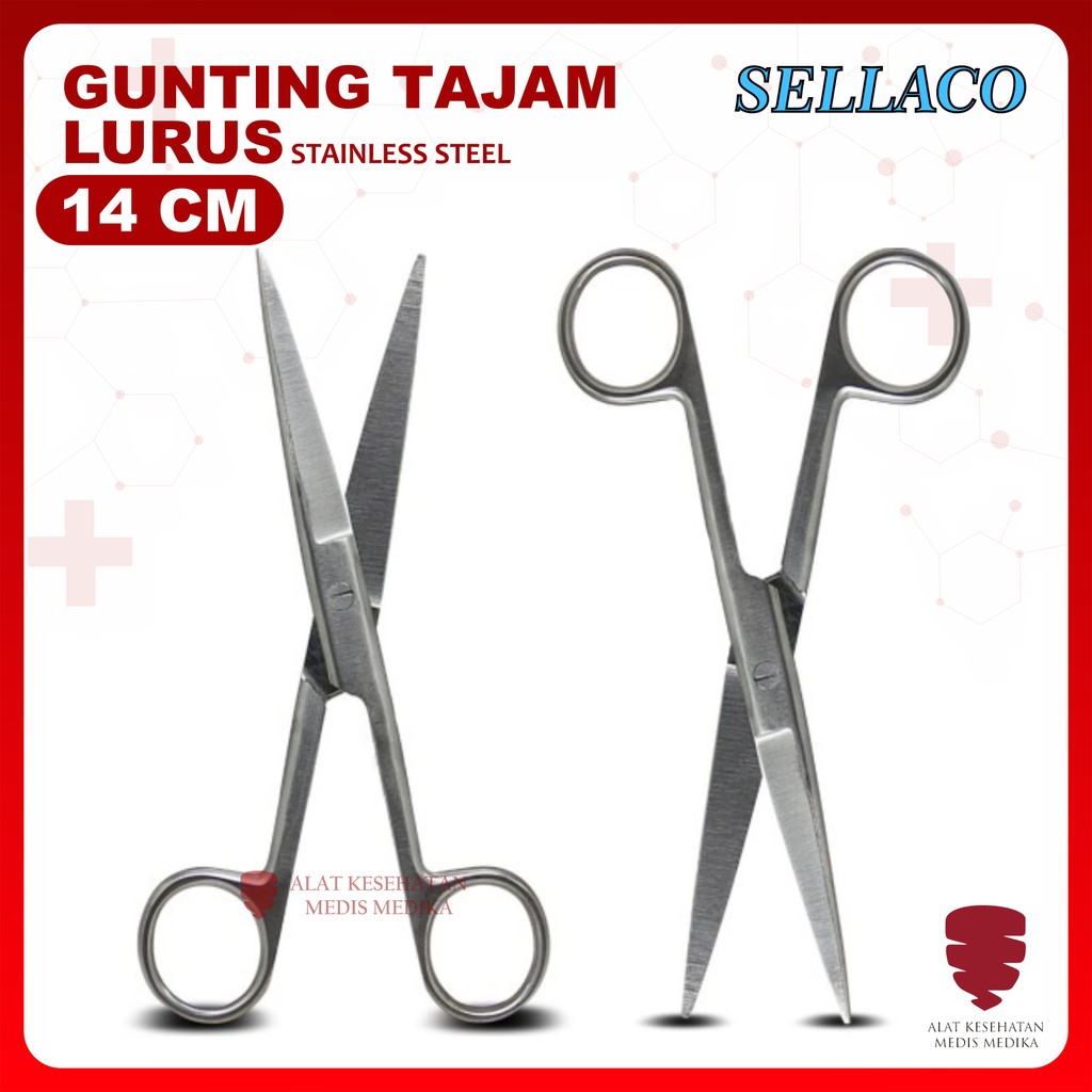 Jual Gunting Tajam Lurus 14cm Medis Stainless Steel Operasi Bedah ...